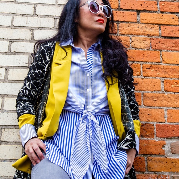 New York & Company | Jackets & Coats | Chartreuse Blazer With Ruched ...